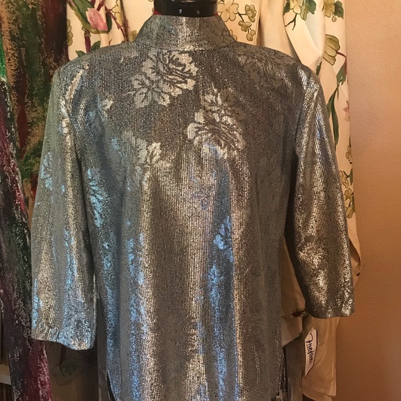 Frejani | Tops | Metallic Silver Damask Blouse Size4 Vintage | Poshmark